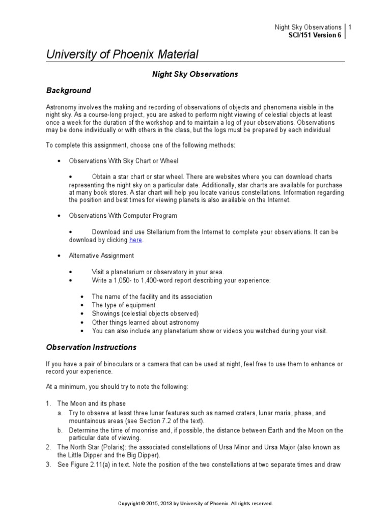 Sci151 r6 Night Sky Observations | PDF | Night Sky | Moon