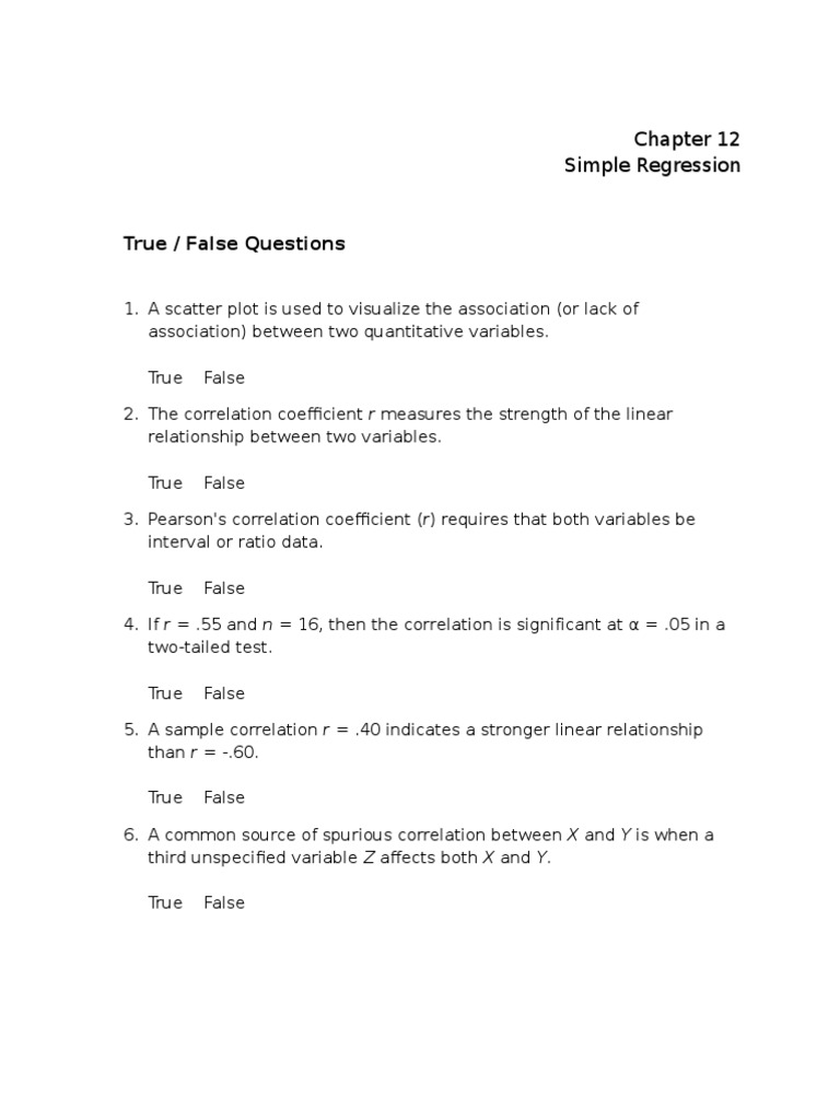Regression Chapter 12 Simple Linear Regression | PDF | Errors And Residuals | Regression Analysis