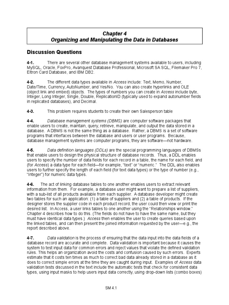 ch04 Accounting Systems Solution Manual | PDF | Databases | Sql