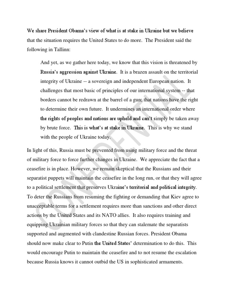 Ukraine Letter To Potus - Lethal Aid | PDF | Politics