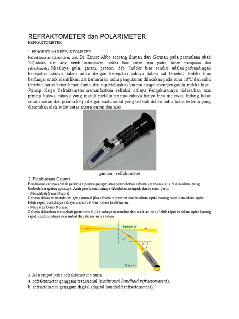 Refraktometer Dan Polarimeter | PDF