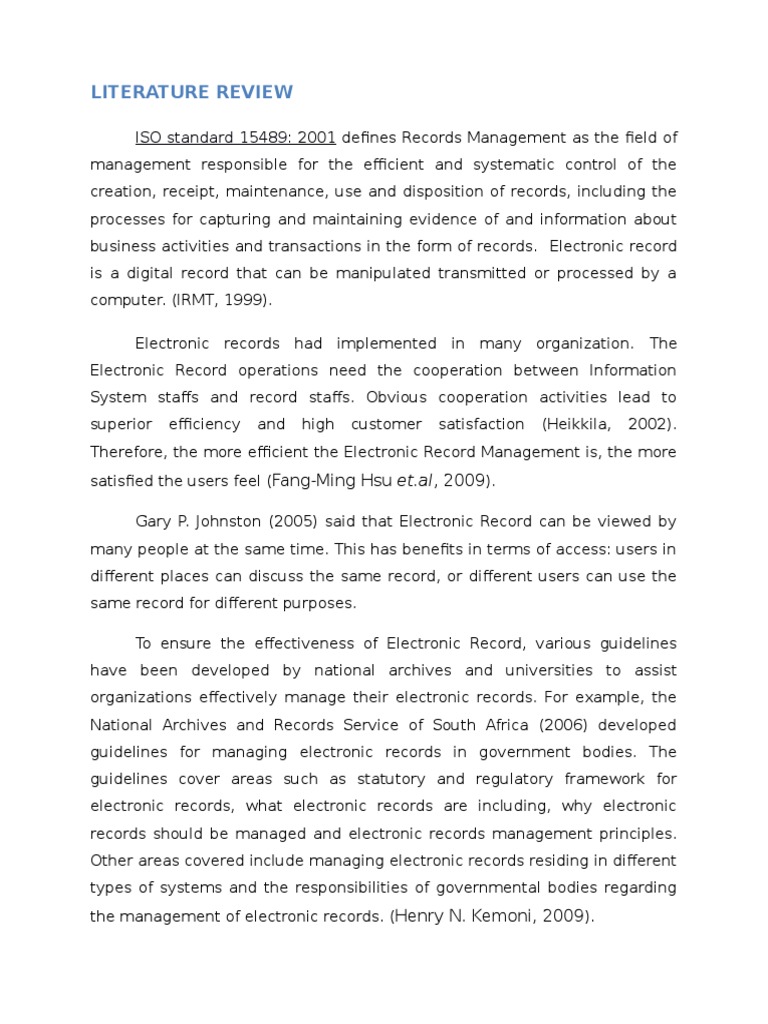 Sample of Literature Review | PDF | Records Management | Information ...