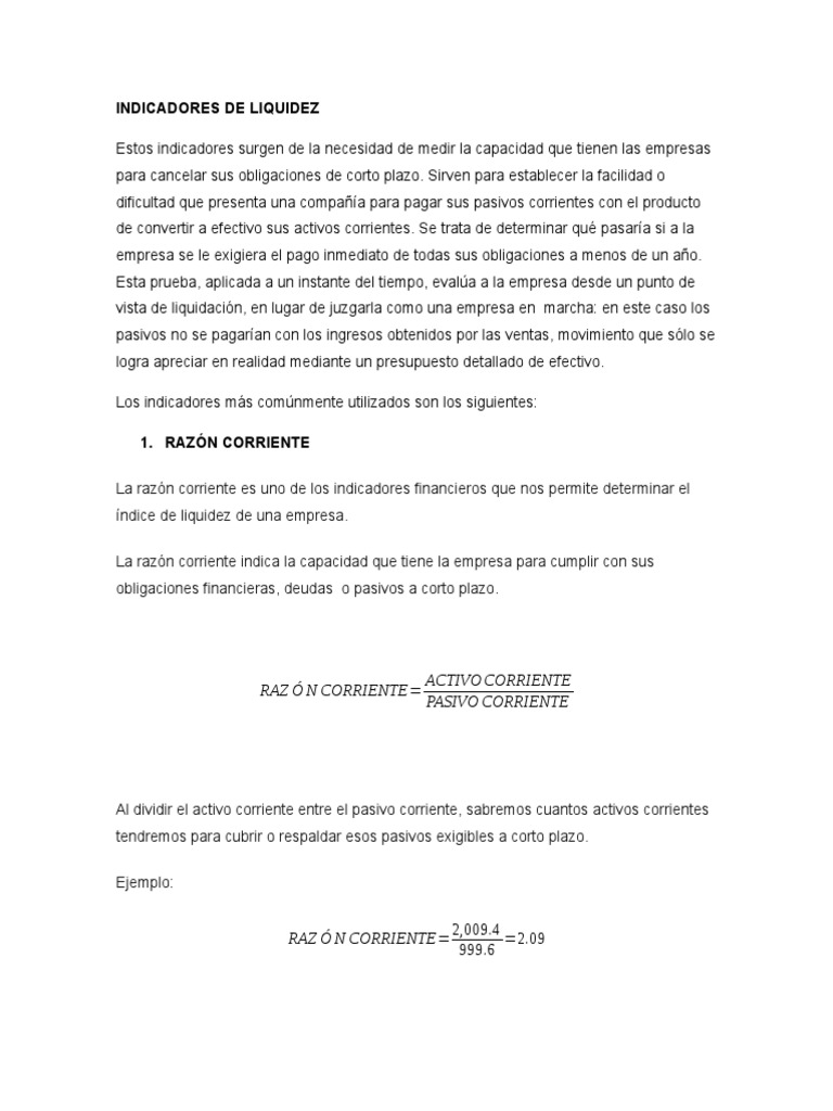 Indicadores de Liquidez Empresarial | PDF | Economias | Business