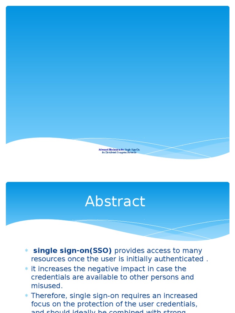 Advanced Mechanism For: Single Sign-On For Distributed Computer Networks | PDF | Authentication ...