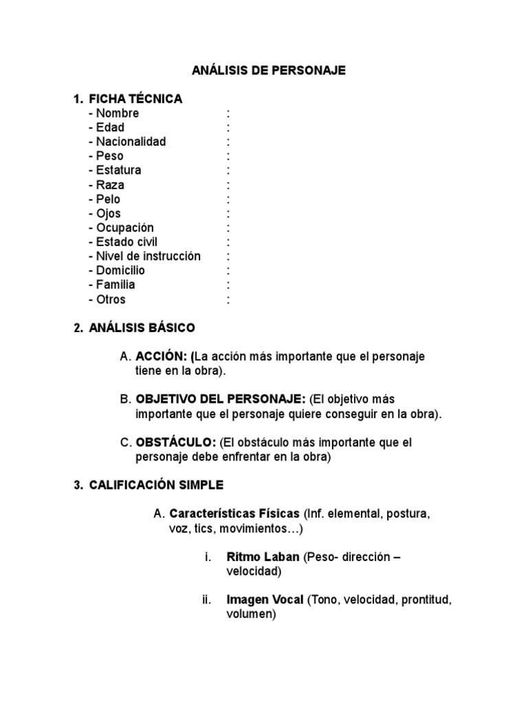 Análisis de Personaje | PDF