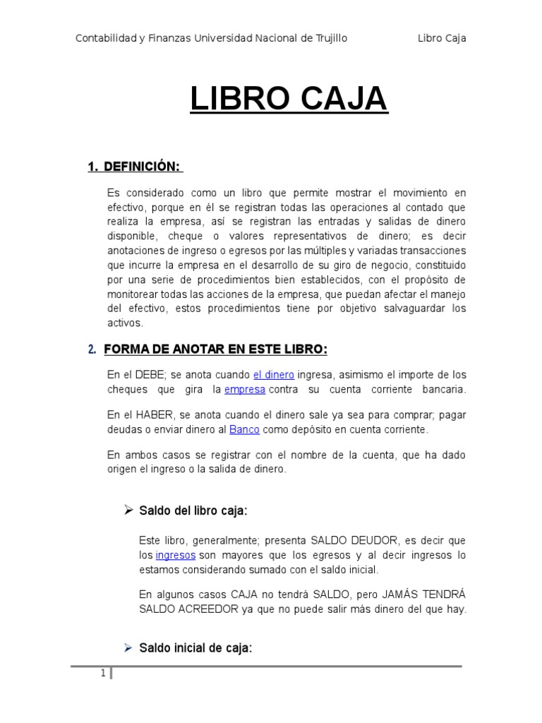Guía del Libro de Caja en Contabilidad | PDF | Contabilidad | Dinero