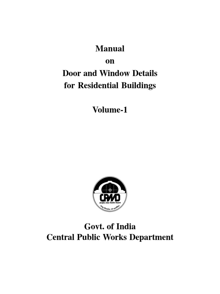 CPWD Manual For Door & Window | PDF | Door | Window