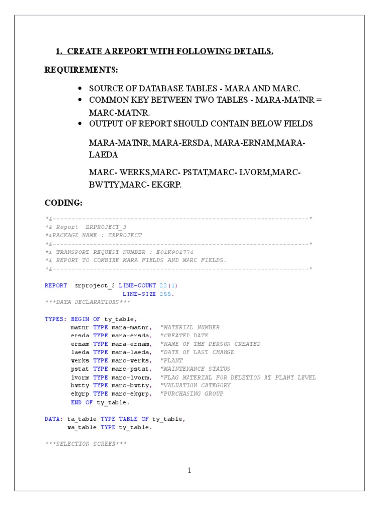 Sample Program in Abap | PDF