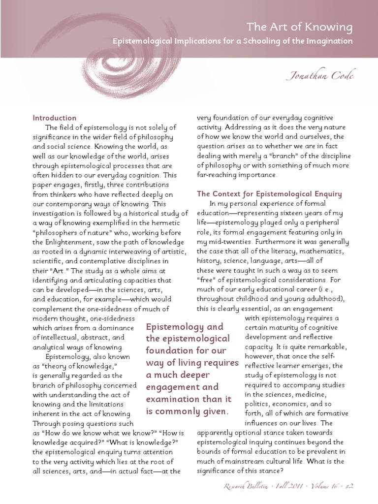 The Art of Knowing | PDF | Consciousness | Epistemology