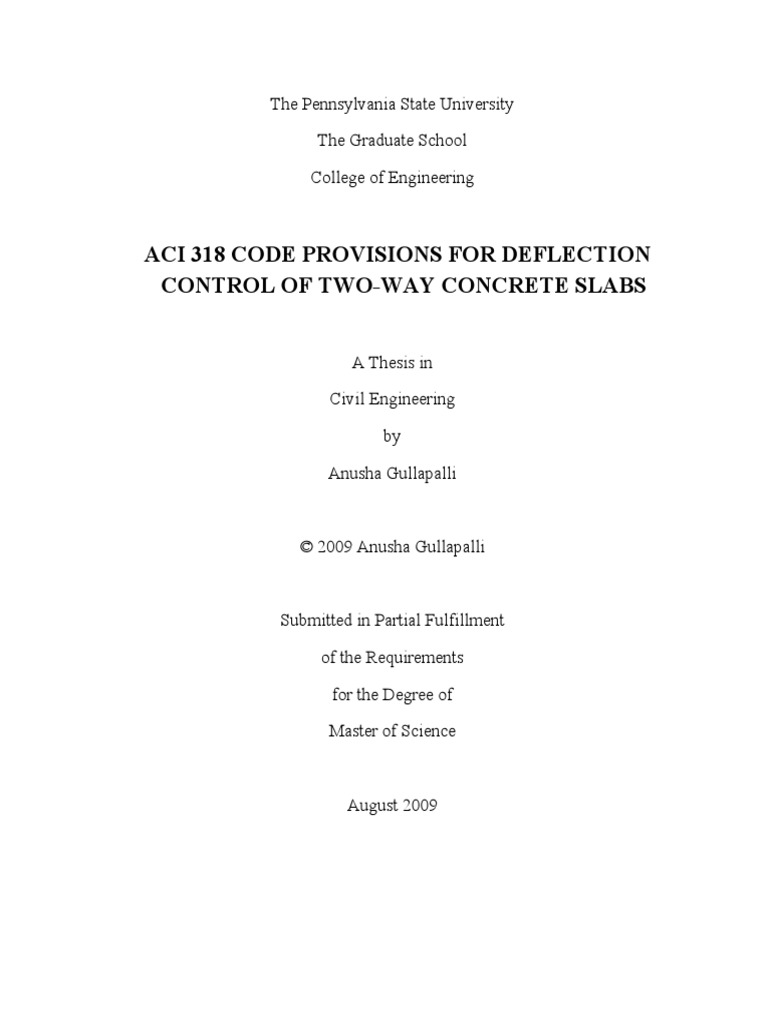 Aci 318 Code Provisions For Deflection Control of Two-Way Concrete ...