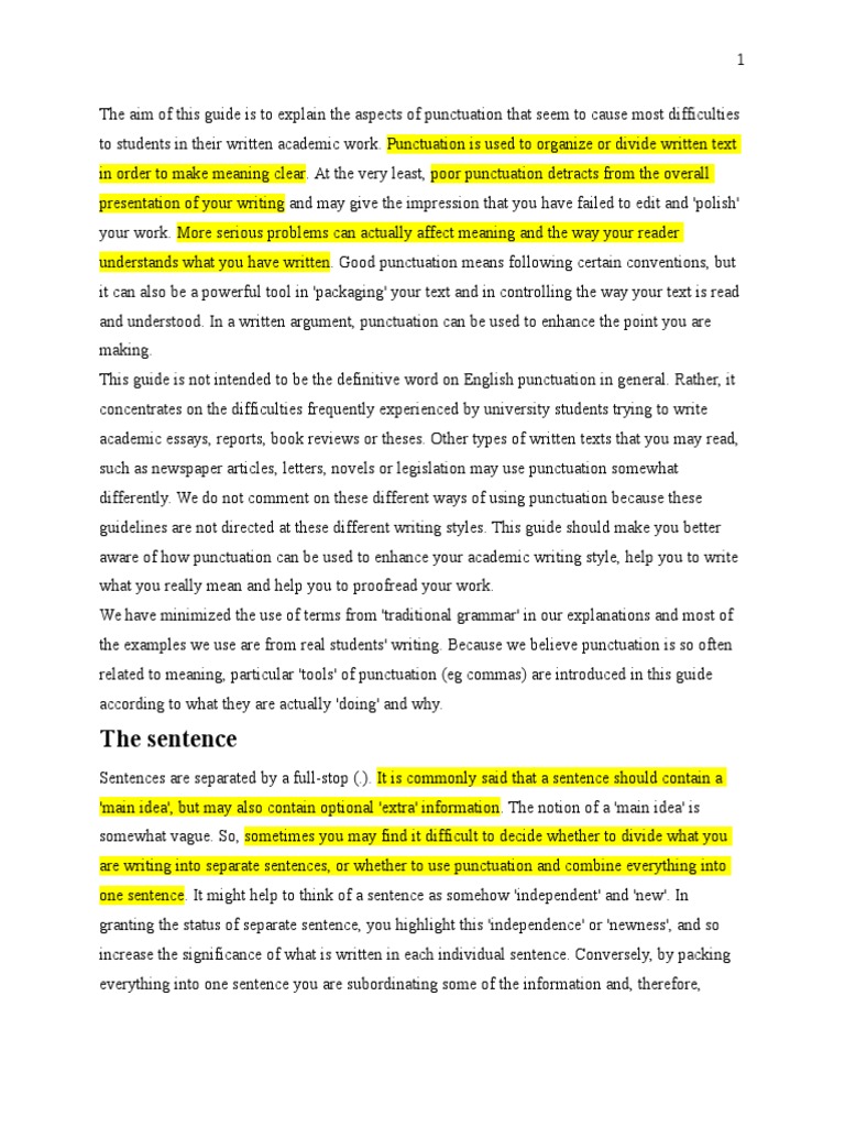 A Guide To Punctuation in Academic Writing | Download Free PDF ...