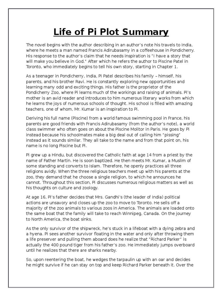 Life of Pi Chapter Summary | PDF | Prayer | Religion And Belief