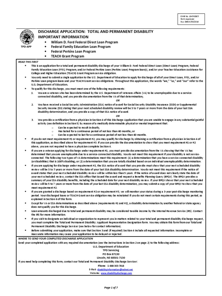 TPD Application | PDF | Military Discharge | Social Security Disability ...