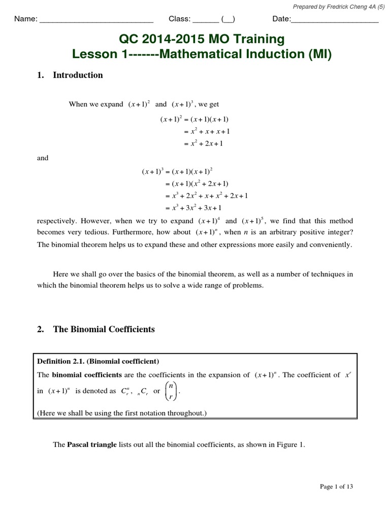 Binomial Therom Pdf Series Mathematics Discrete Mathematics