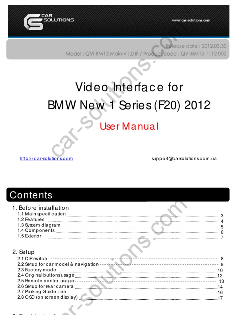 BMW F20 Video Interface User Manual | PDF | Computer Monitor | Rgb Color Model