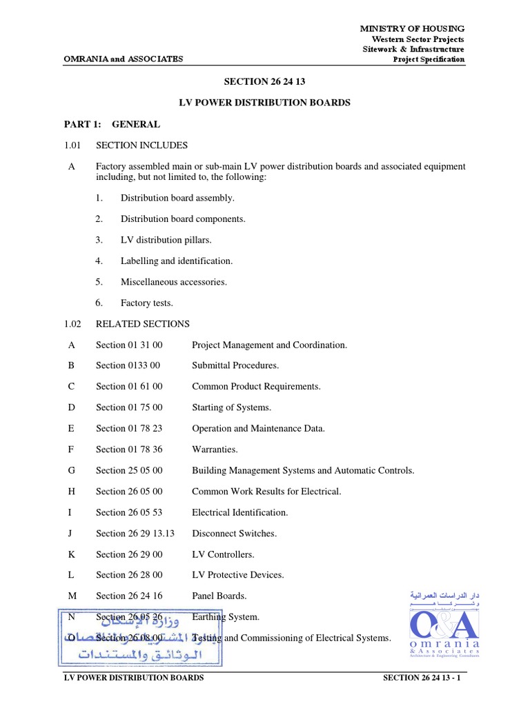 Section 26 24 13-LV Power Distribution Boards PDF | PDF | Electrical ...