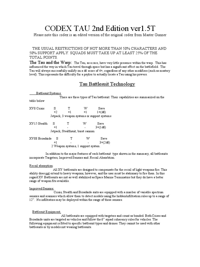 Codex Tau 2nd Edition Overview | PDF | Missile | Armour