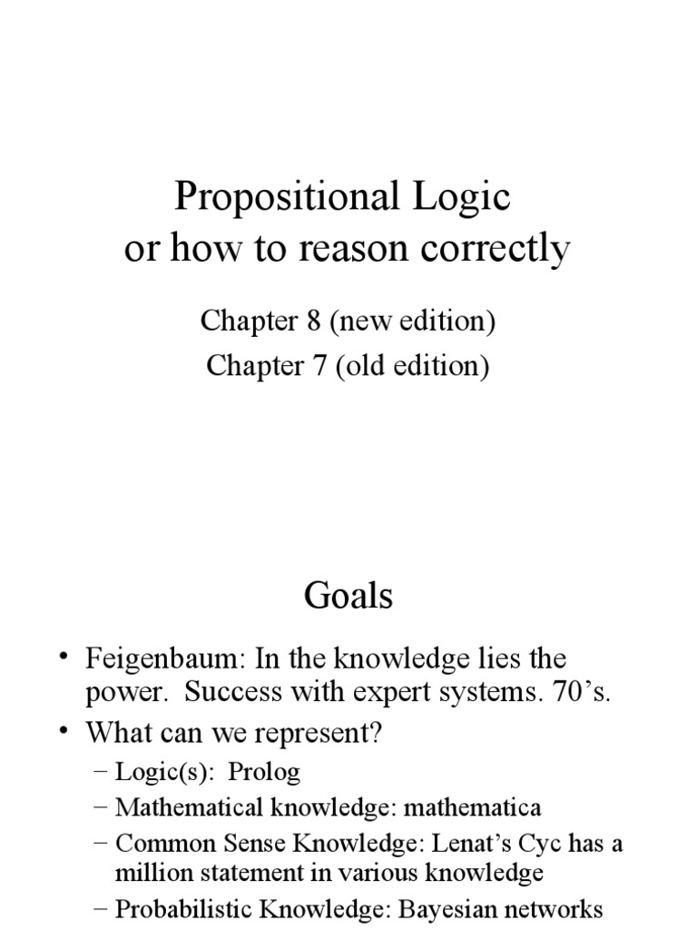 Propositional Logic or How To Reason Correctly: Chapter 8 (New Edition ...