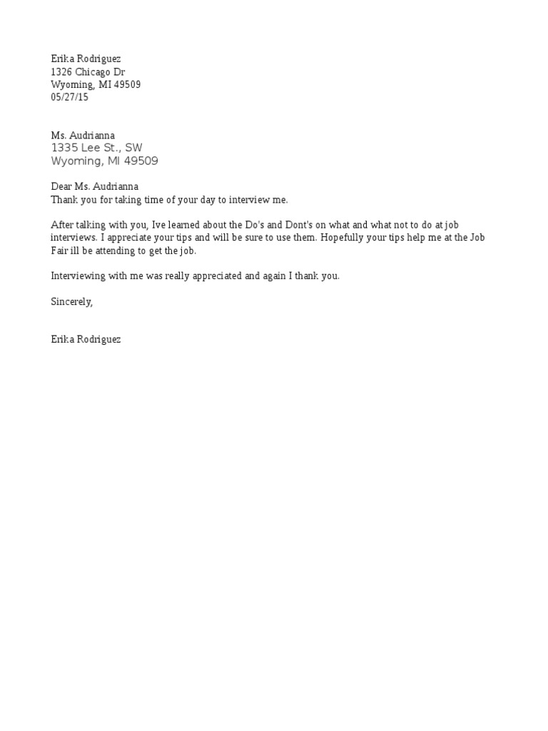 Follow Up:thank You Letter | PDF | Career & Growth | Self-Improvement