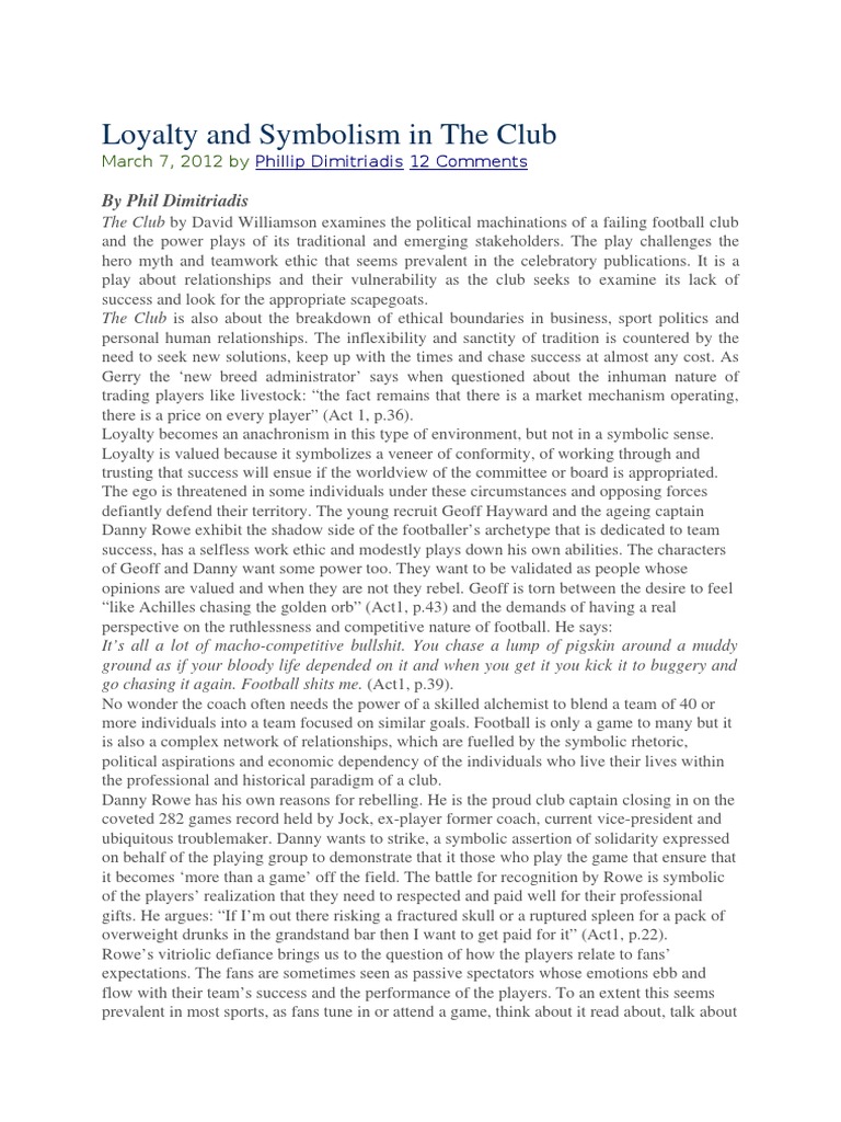Loyalty and Symbolism in The Club | PDF | Religion And Belief | Science