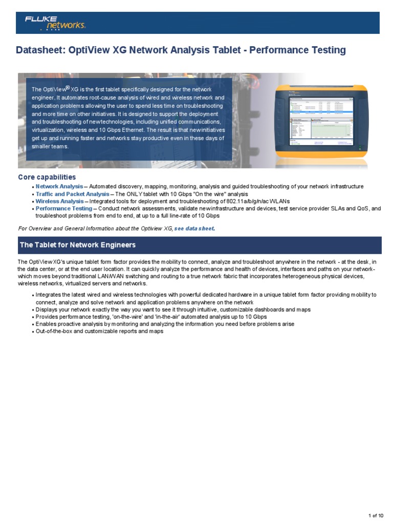 Datasheet OptiView XG Network Analysis Tablet Performance Testing-14132 ...