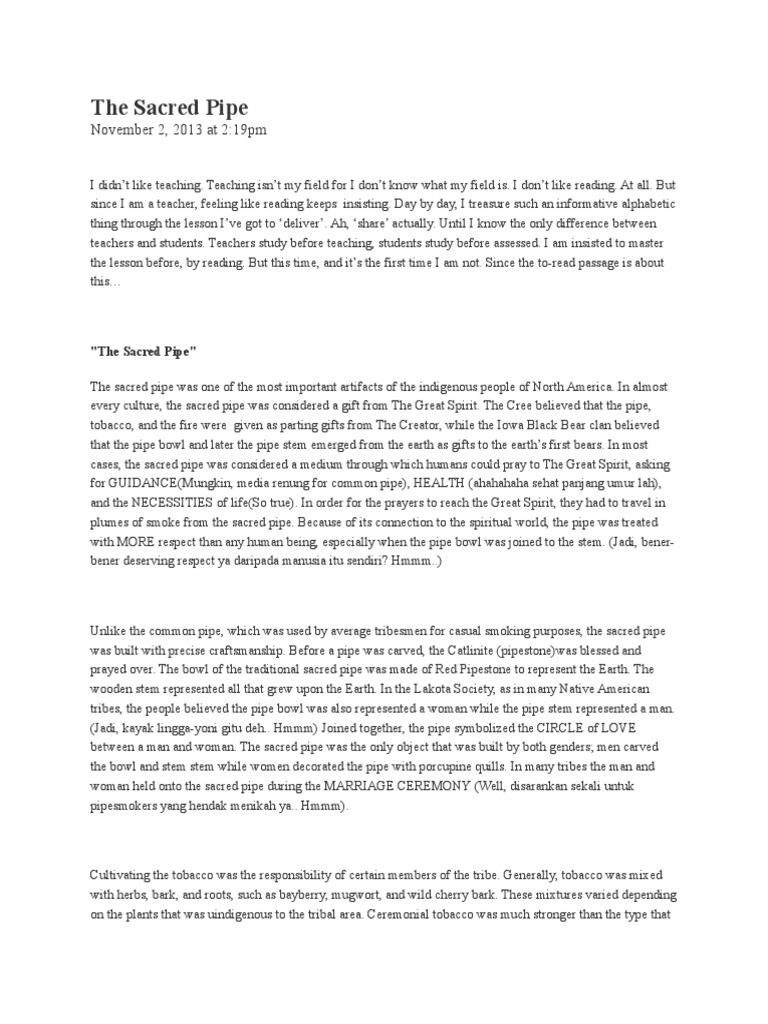 The Sacred Pipe | PDF | Tobacco Pipe | Prayer