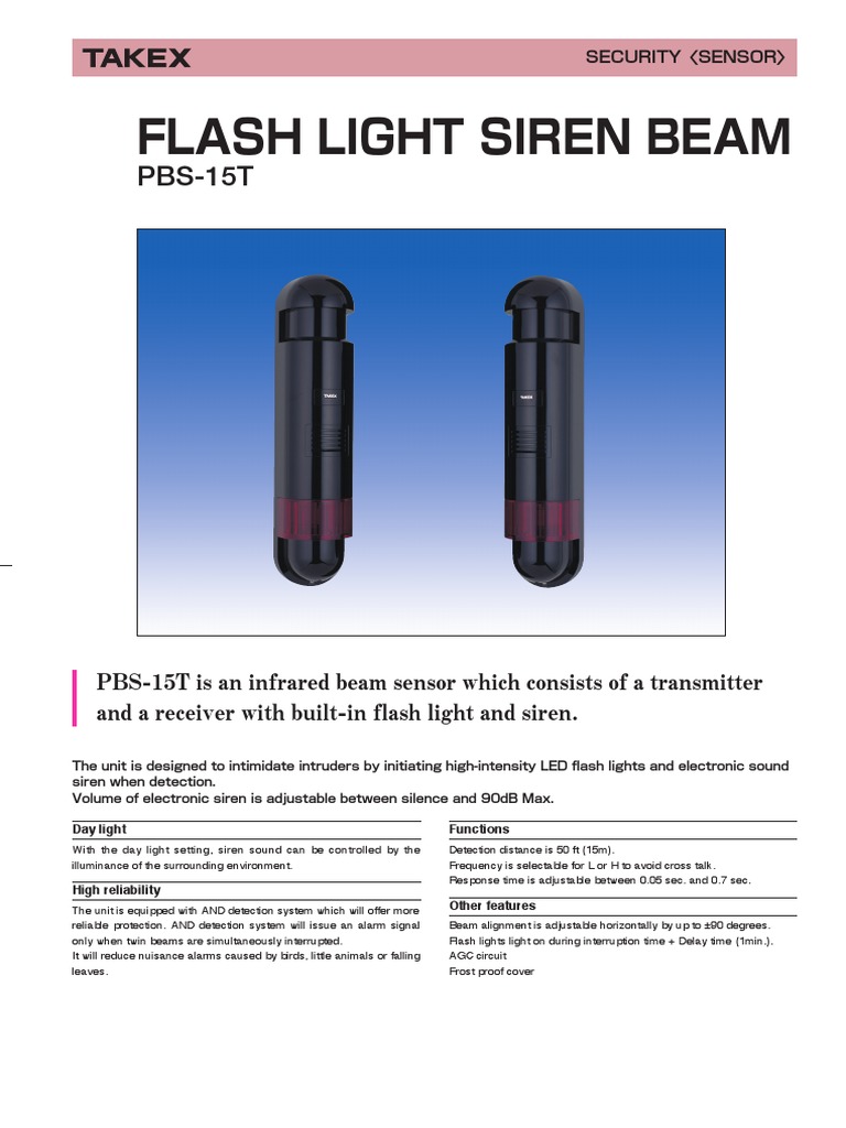 Takex PBS-15T Data Sheet | PDF | Flashlight | Electrical Engineering