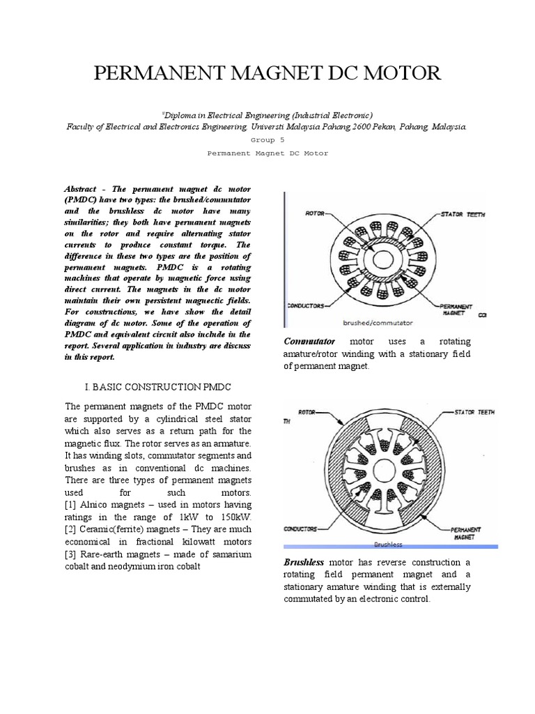 Permanent Magnet DC Motor | PDF | Electric Motor | Electrical Equipment