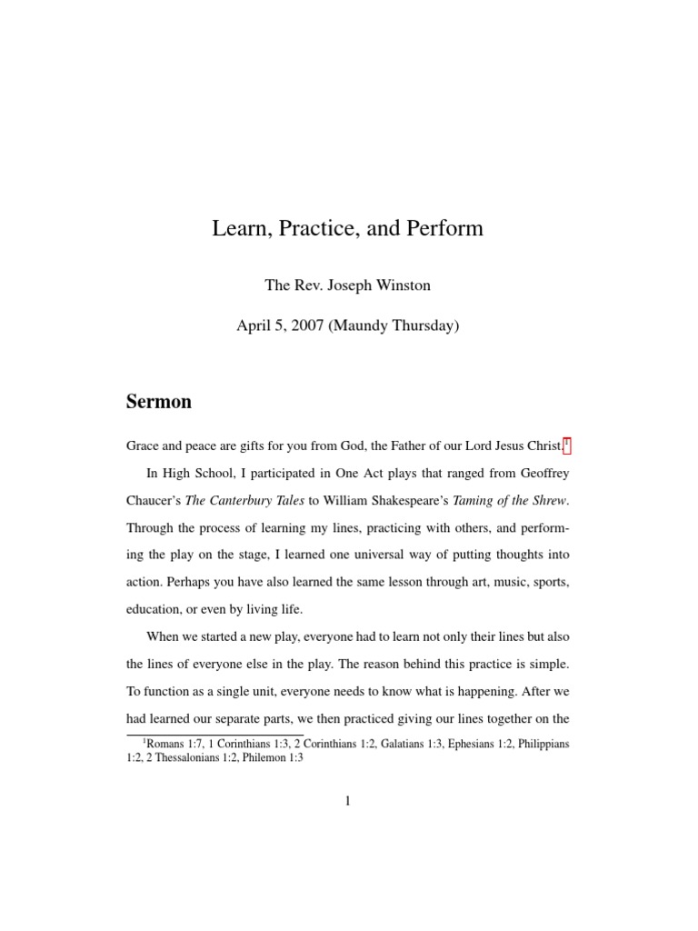 Learn, Practice, and Perform: Sermon | PDF | Judas Iscariot | Jesus