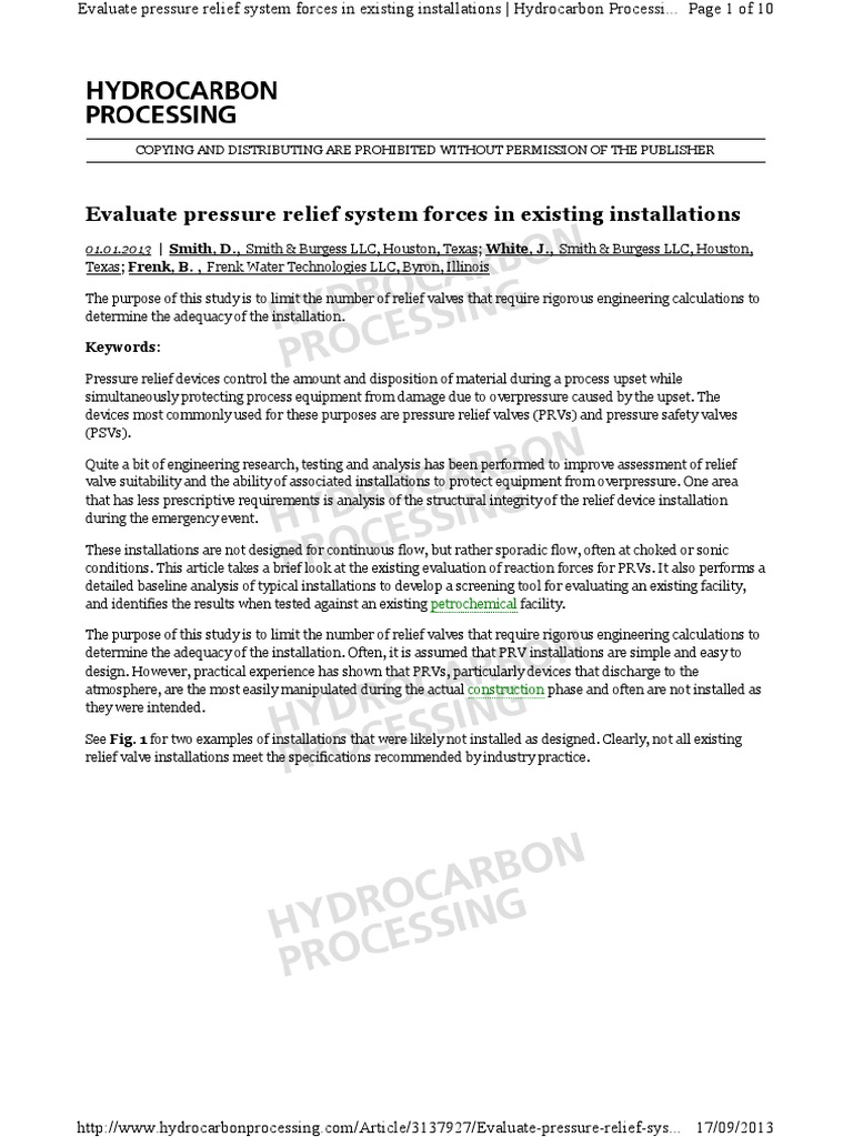 Evaluate Pressure Relief System | PDF | Pipe (Fluid Conveyance) | Valve