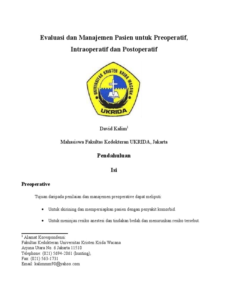 Pre Intra Post Op Pasien | PDF