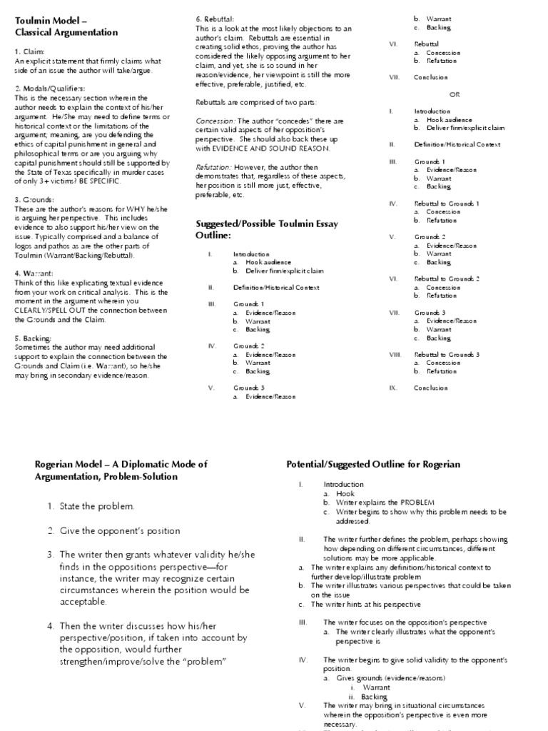 Argument Models.toulmin.rogerian.scientific | Theory Of Justification ...