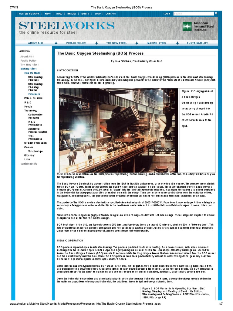 The Basic Oxygen Steelmaking (BOS) Process | PDF | Steelmaking | Iron