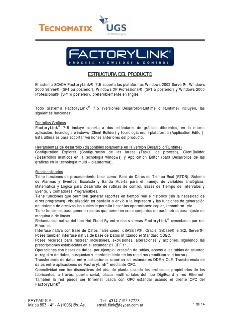 FactoryLink Estructura Del Producto | PDF | Servidor (Computación ...