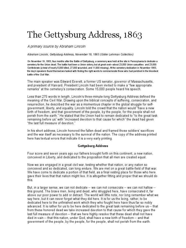 The Gettysburg Address | PDF | American Civil War | Unrest