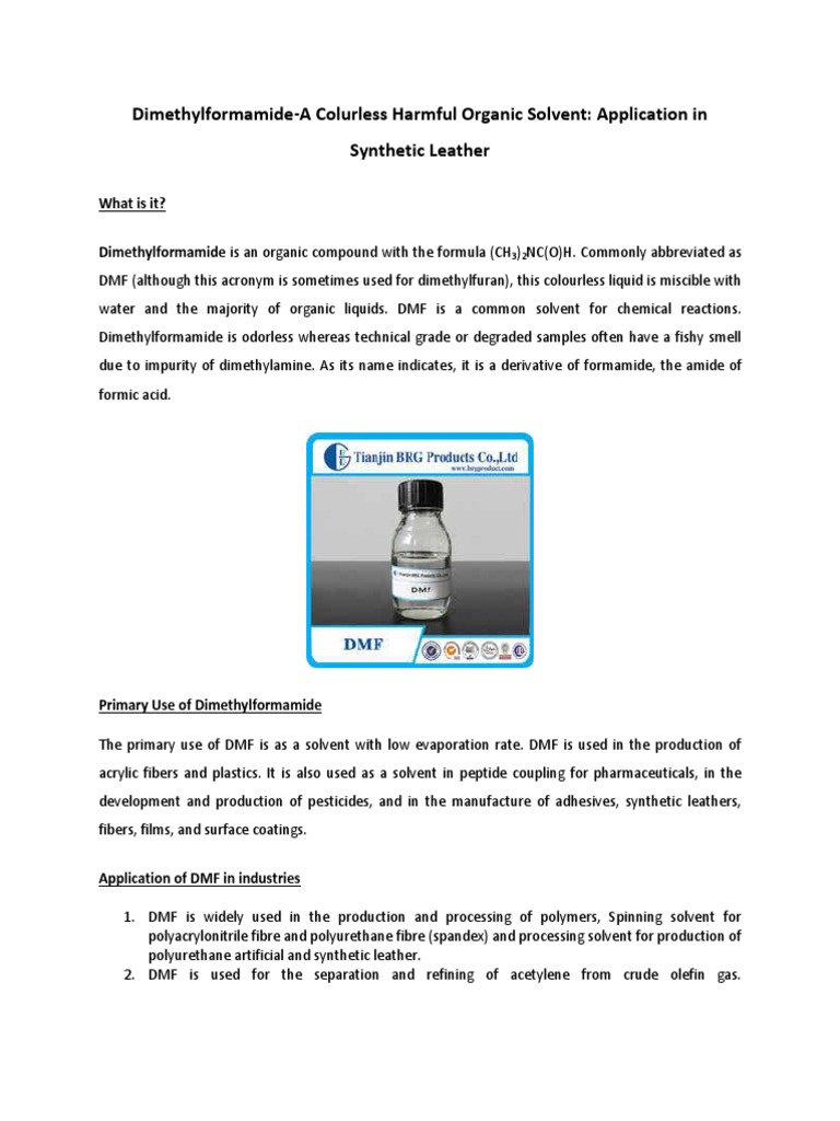 Dimethylformamide (DMF) : The Applications and Alternatives | PDF ...