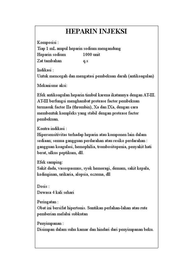 Panduan Heparin Injeksi | PDF