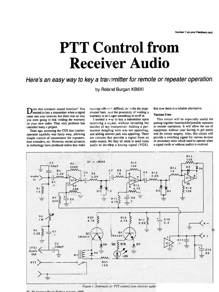 PTT Control From Receiver Audio | Amplifier | Rectifier