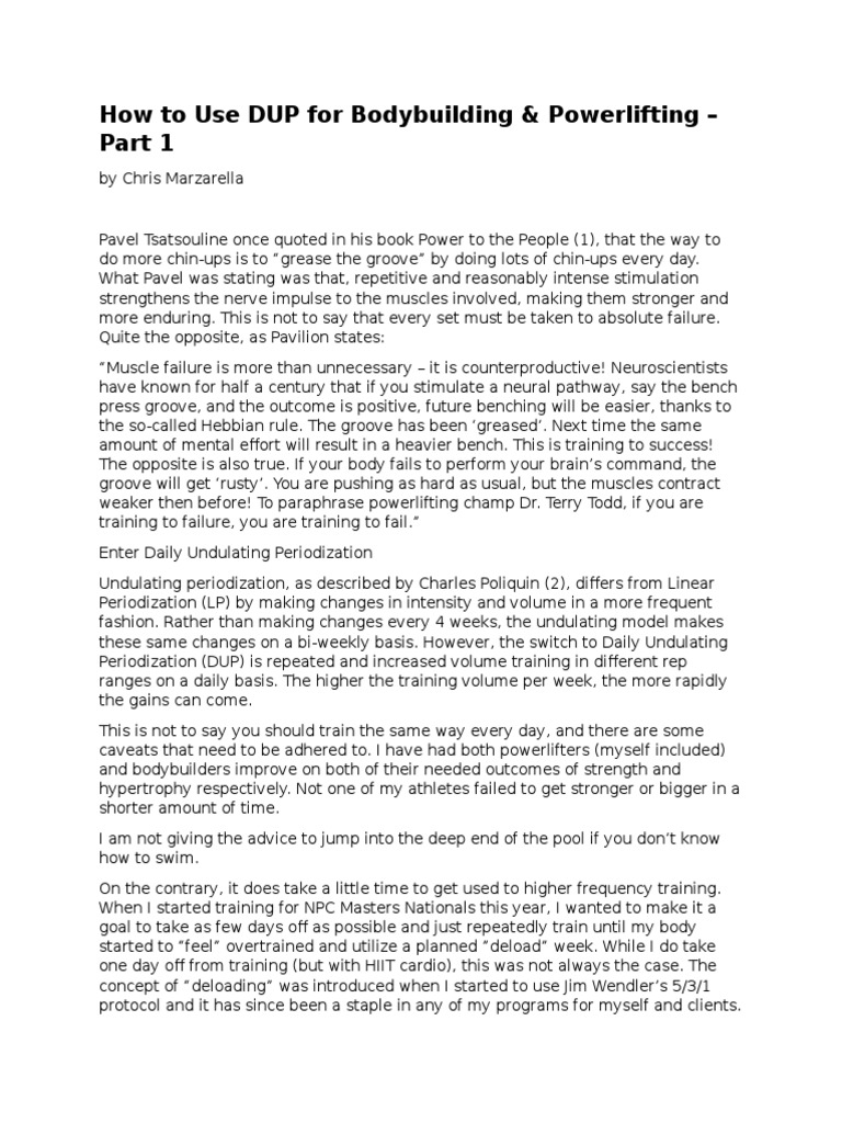 DUP Training for Strength Gains | PDF | Wellness
