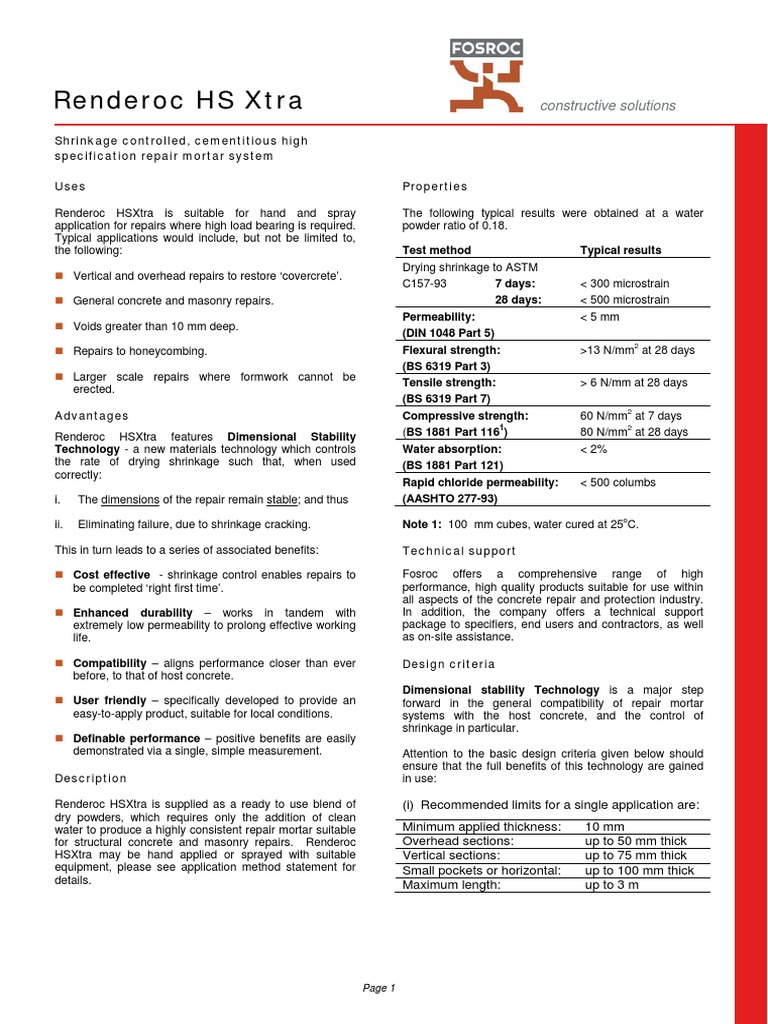 RENDEROC HSXtra | Mortar (Masonry) | Concrete
