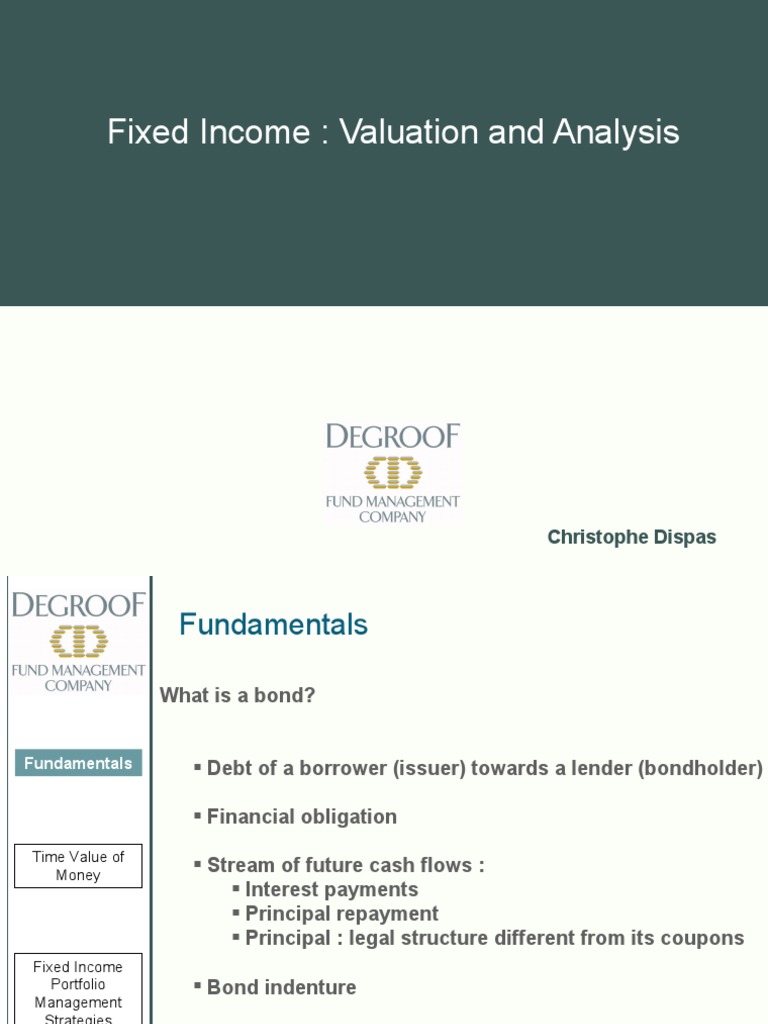 FIxed Income Presentation | PDF | Bonds (Finance) | Yield (Finance)