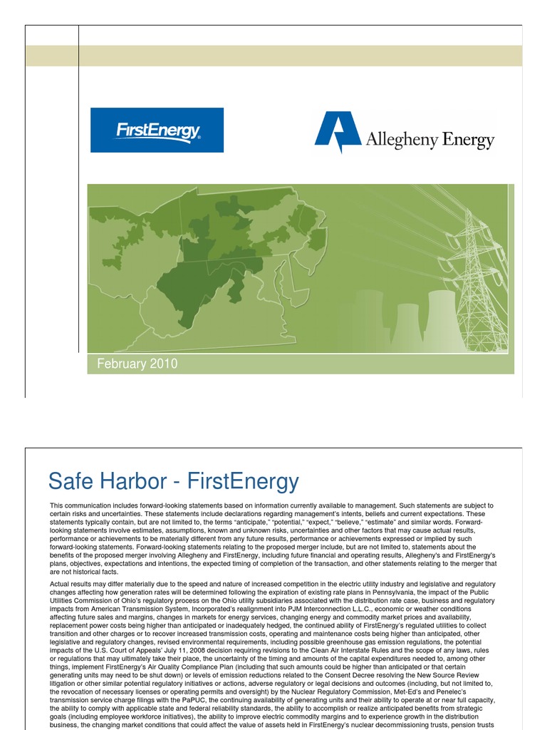 First Energy To Combine With Allegheny Energy Presentation | PDF ...