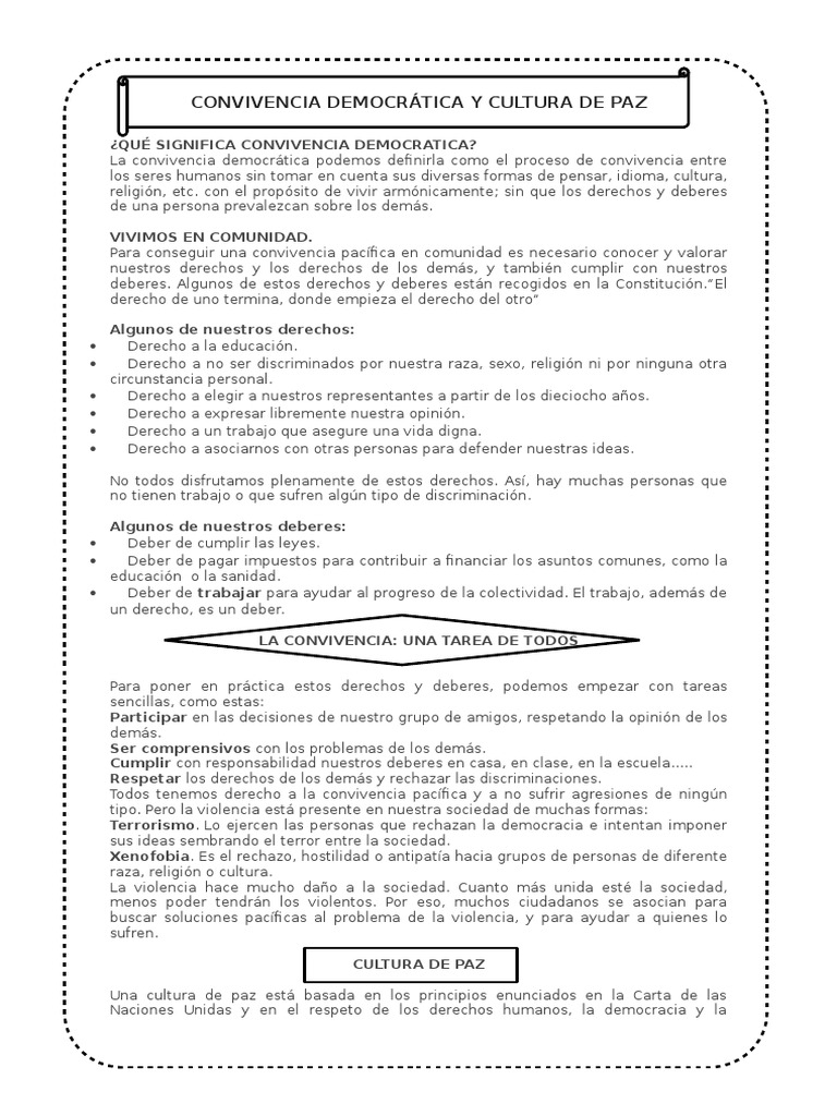 Convivencia Democrática y Cultura de Paz | PDF | Tolerancia | Democracia