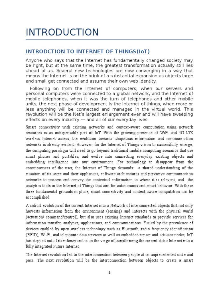 Introdction To Internet of Things (Iot) | PDF | Internet Of Things ...