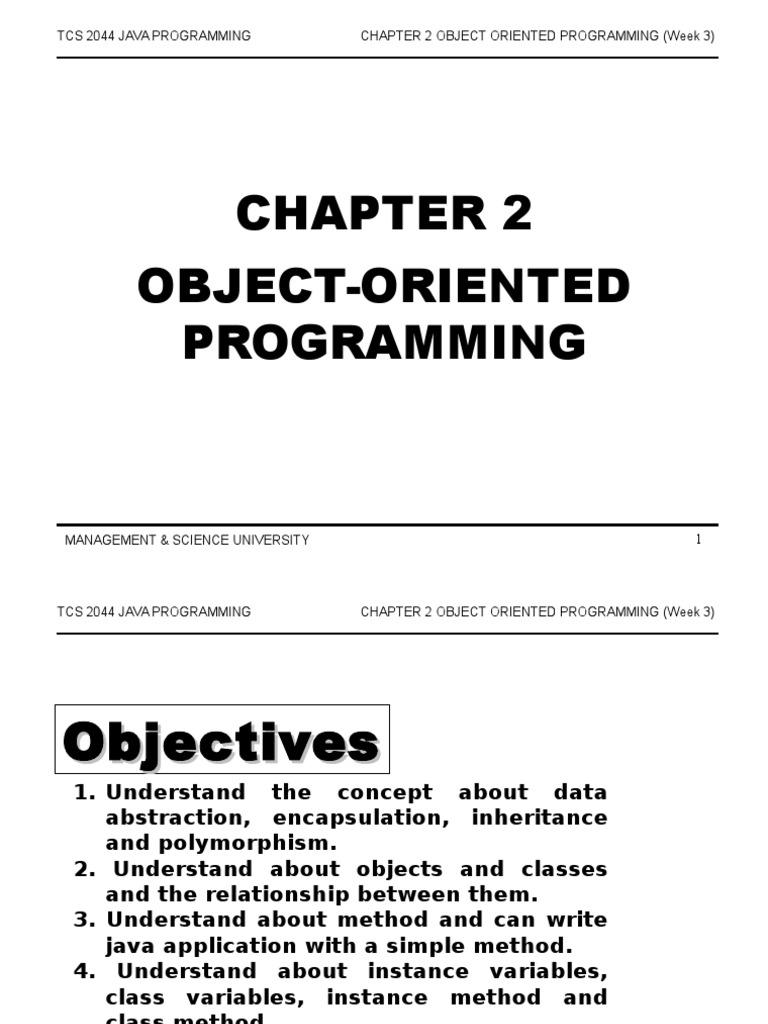 Tcs2044 Chapter2 Object Oriented Programming Week3 New Pdf Inheritance Object Oriented 8537