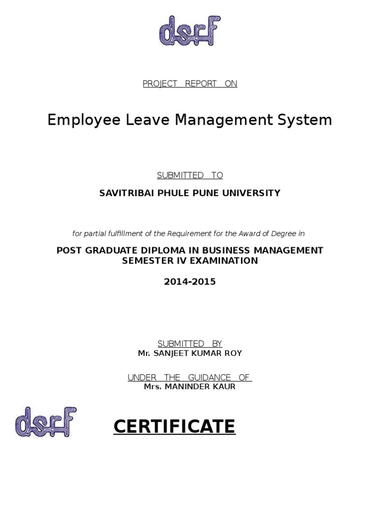 Employee Leave Management System: Certificate | PDF | Databases | Microsoft Sql Server