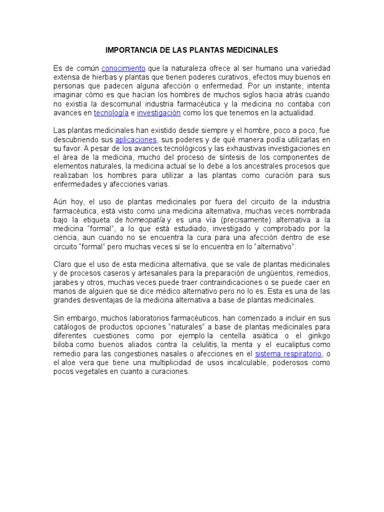 Importancia de Las Plantas Medicinales | PDF | Relaciones personales ...