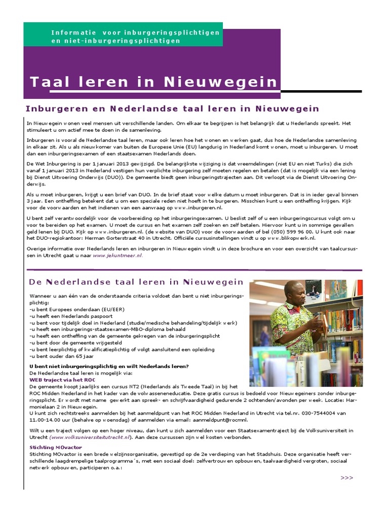 Brochure Inburgering Vanaf September 2014 | PDF