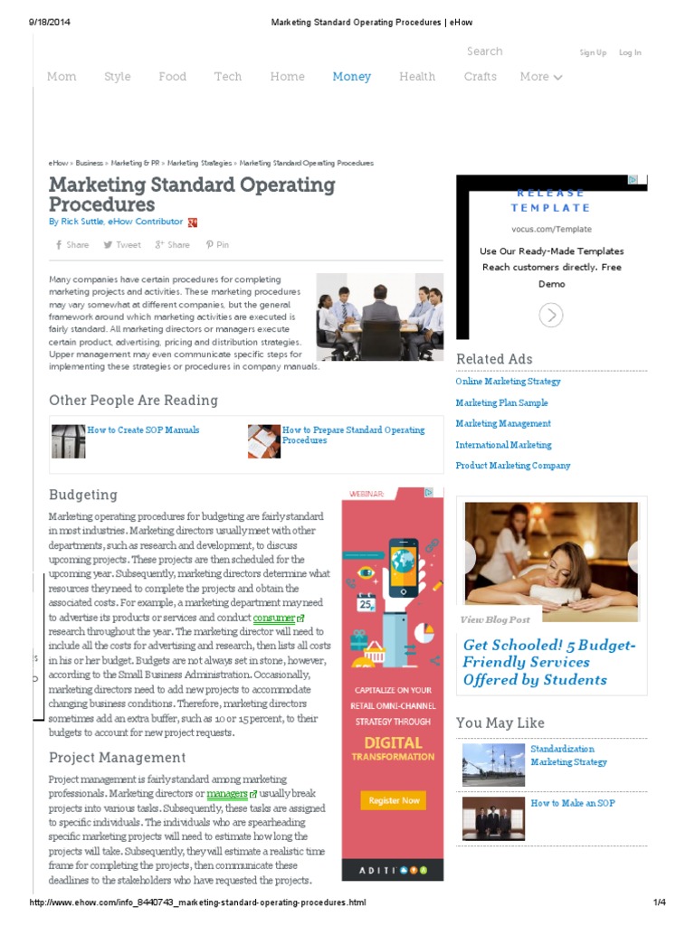 Marketing Standard Operating Procedures - EHow | PDF | Retail | Marketing