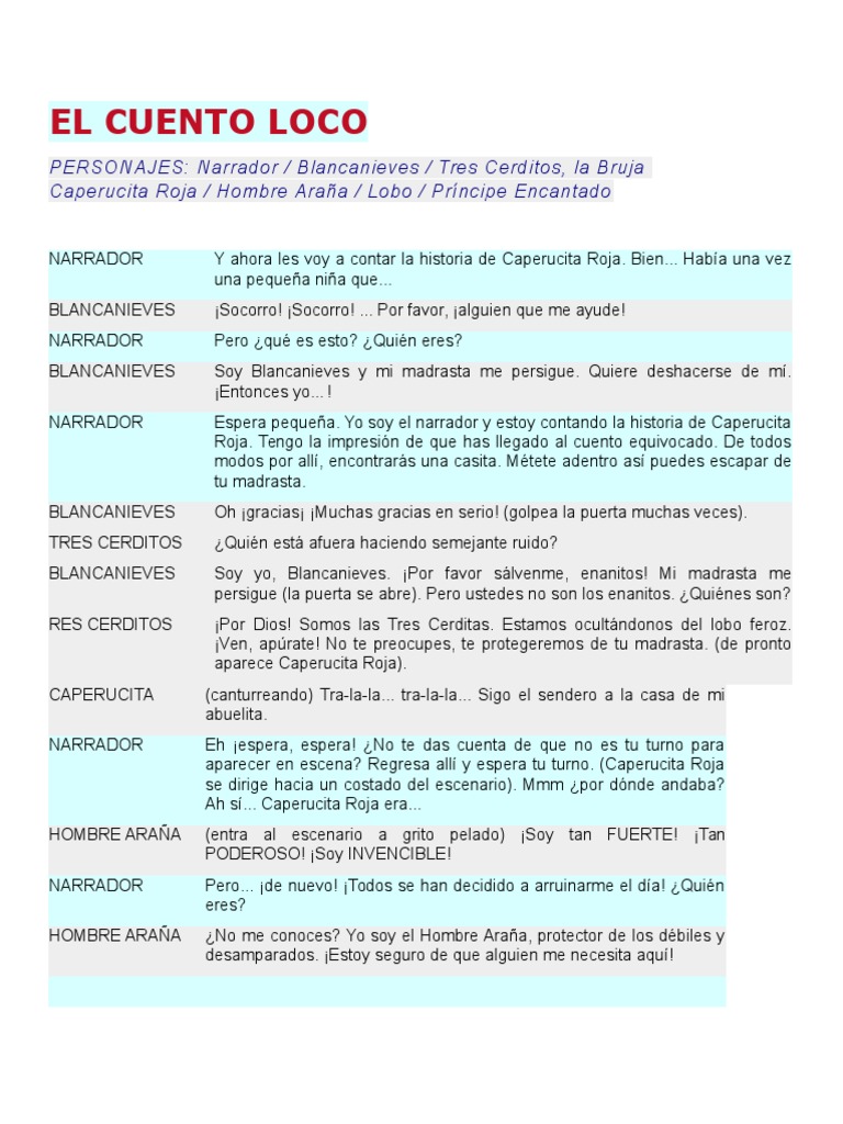 El Cuento Loco | PDF | Blanco como la nieve | Caperucita Roja